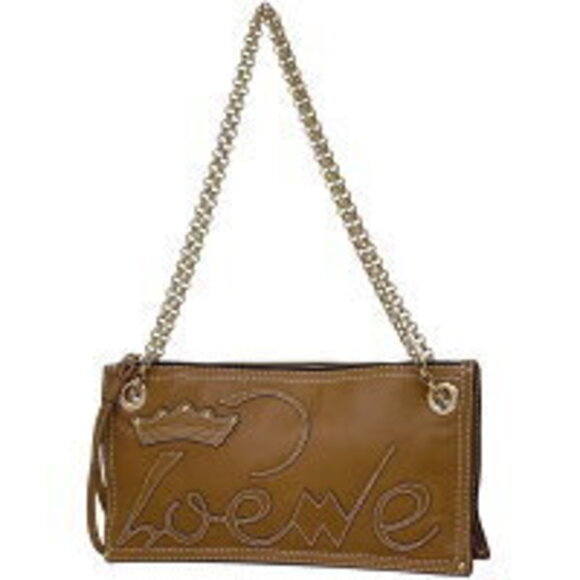 Loewe | Bags | Loewe Logo Chain Shoulder Bag Brown Leather | Poshmark